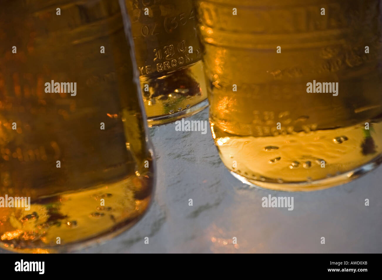 Base of glass soda bottles Stock Photo - Alamy