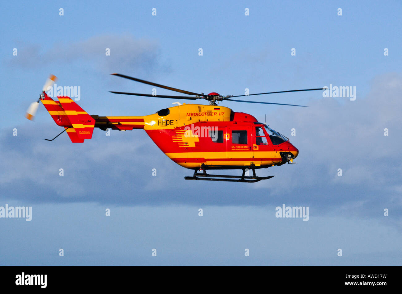 Eurocopter Medicopter BK 117 in flight Stock Photo - Alamy