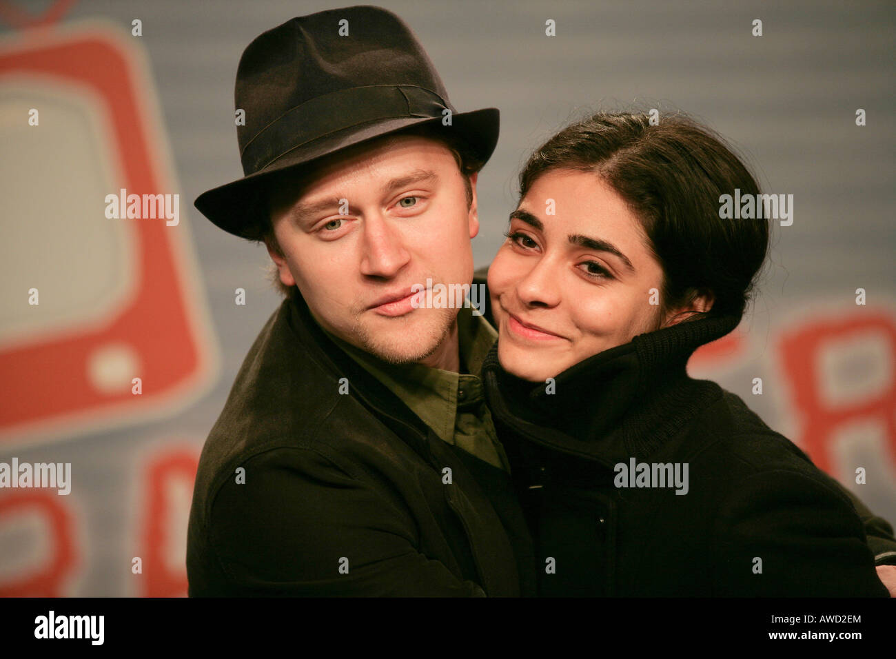 Adrian Topol together with actress Pegan Ferydoni on opening night of ...