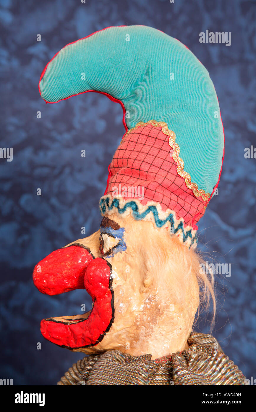 Close up of head of traditional Punch hand puppet with tall hat from ...