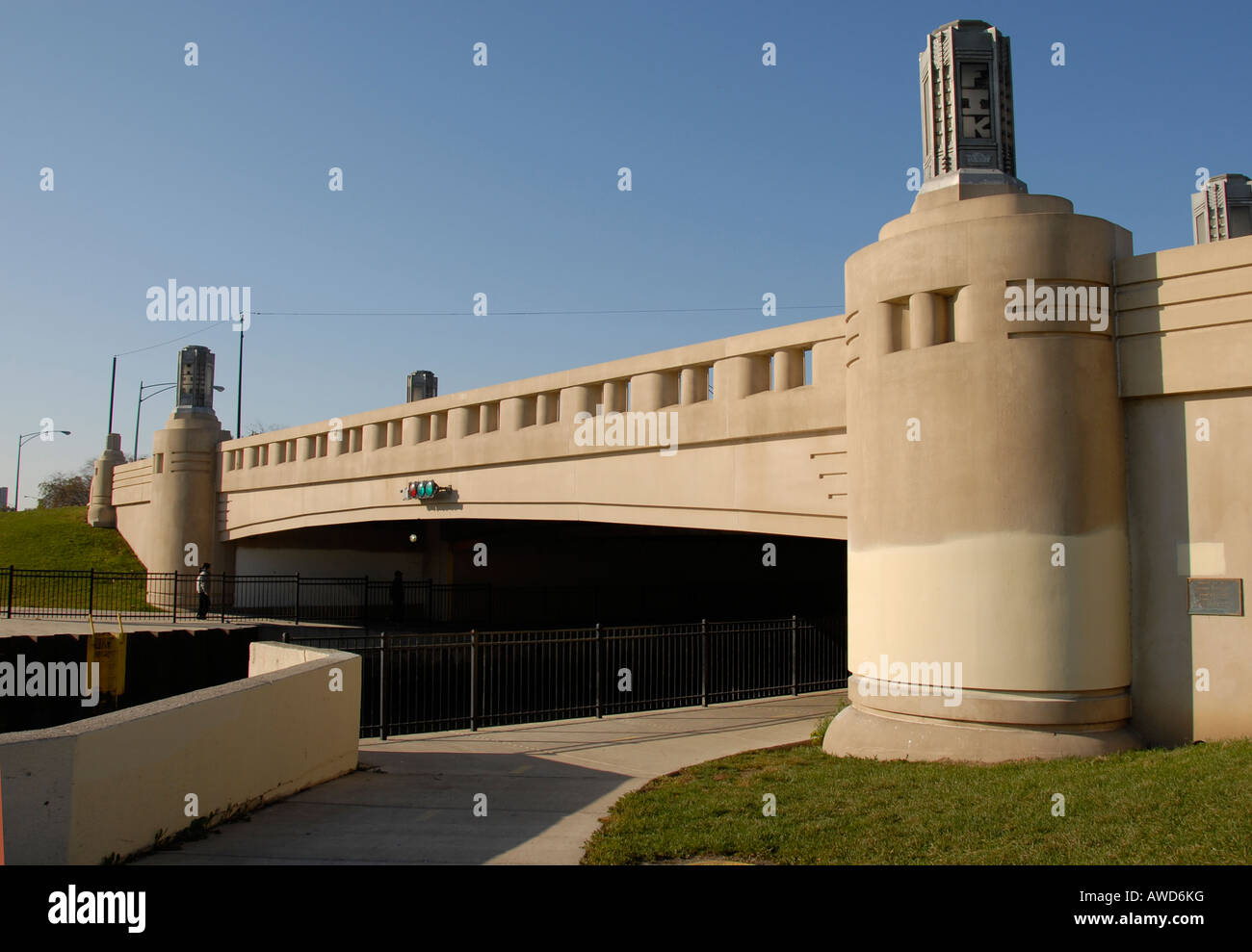 Art Deco style bridge detail on Lake Shore Boulevard, Chicago, Illinois ...