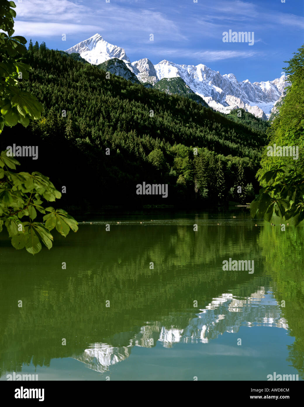 Lake Riessersee near Garmisch-Partenkirchen, Wetterstein Range, Upper ...