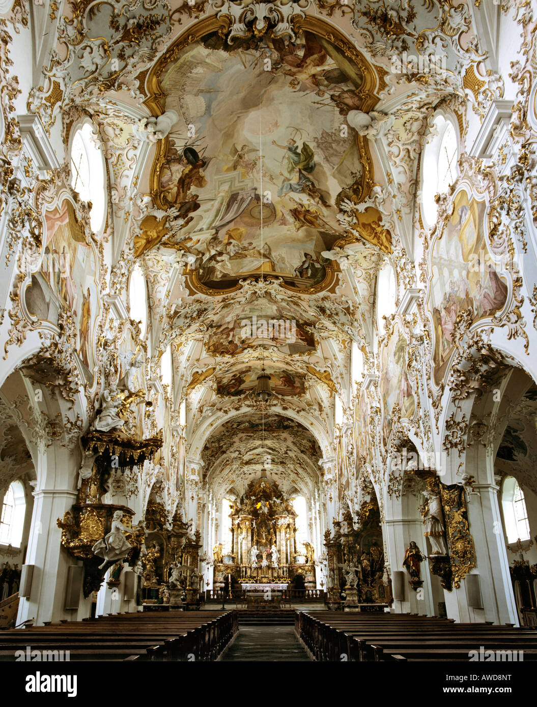 Rottenbuch Monastery, Augustine monastery, interior view, Pfaffenwinkel ...
