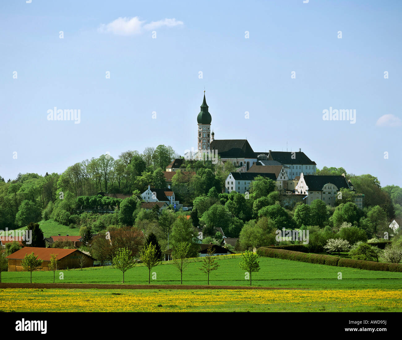 Andechs Abbey church, Benedictine abbey, Ammersee, Upper Bavaria ...