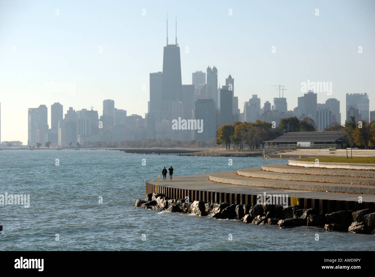 Chicago skyline seen from the shore of Lake Michigan Stock Photo - Alamy