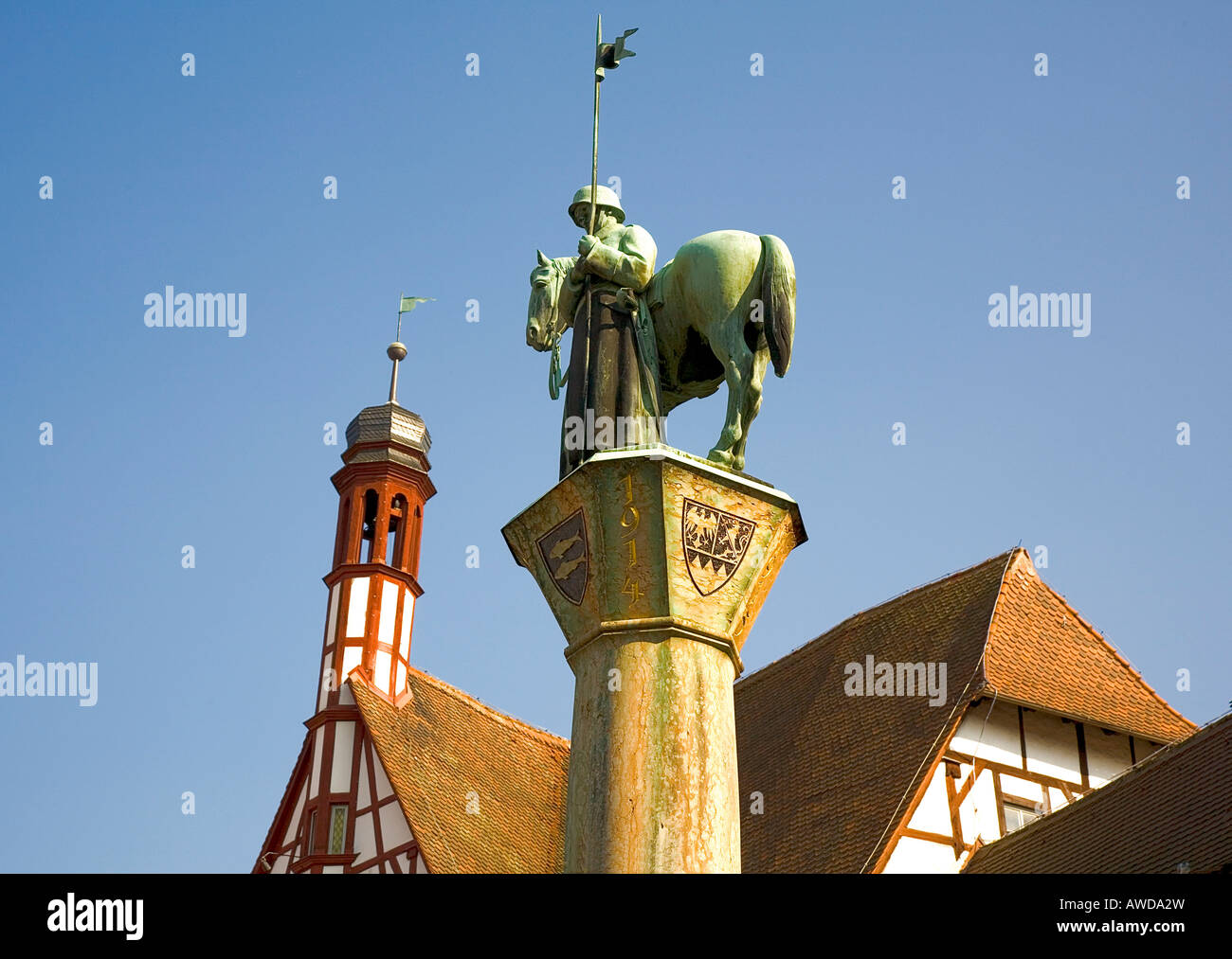Town hall square with fountain statue, Forchheim, Upper Franconia ...