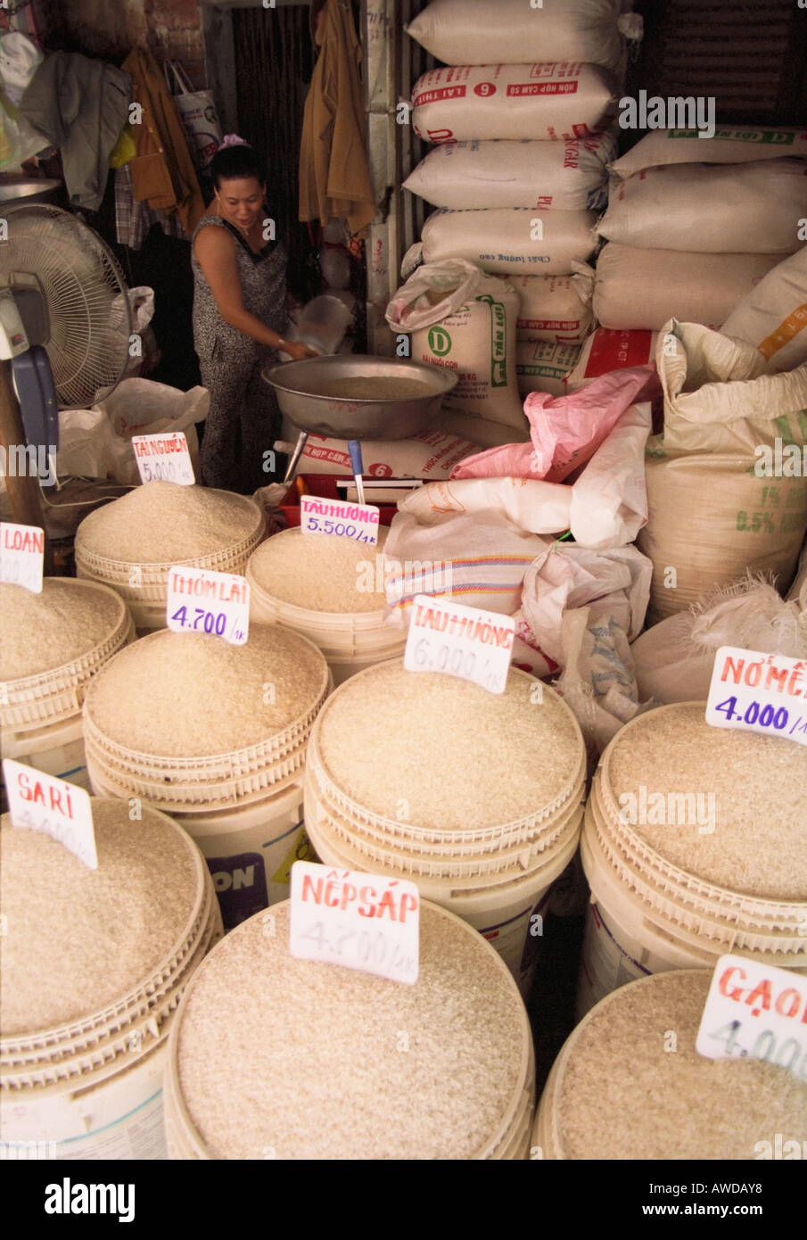 Ben Tre, Woman Selling Rice Stock Photo - Alamy