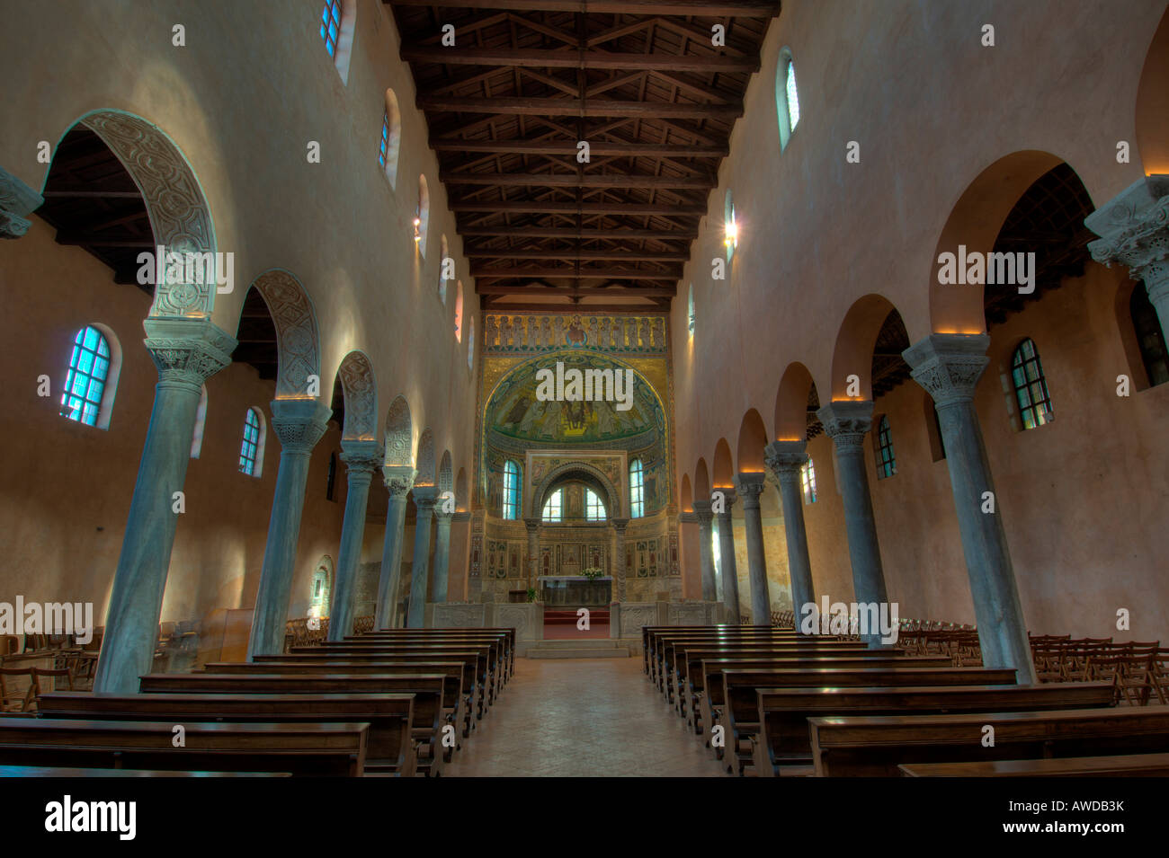 Interior view, Euphrasian Basilica, Porec, Istria, Croatia, Europe ...