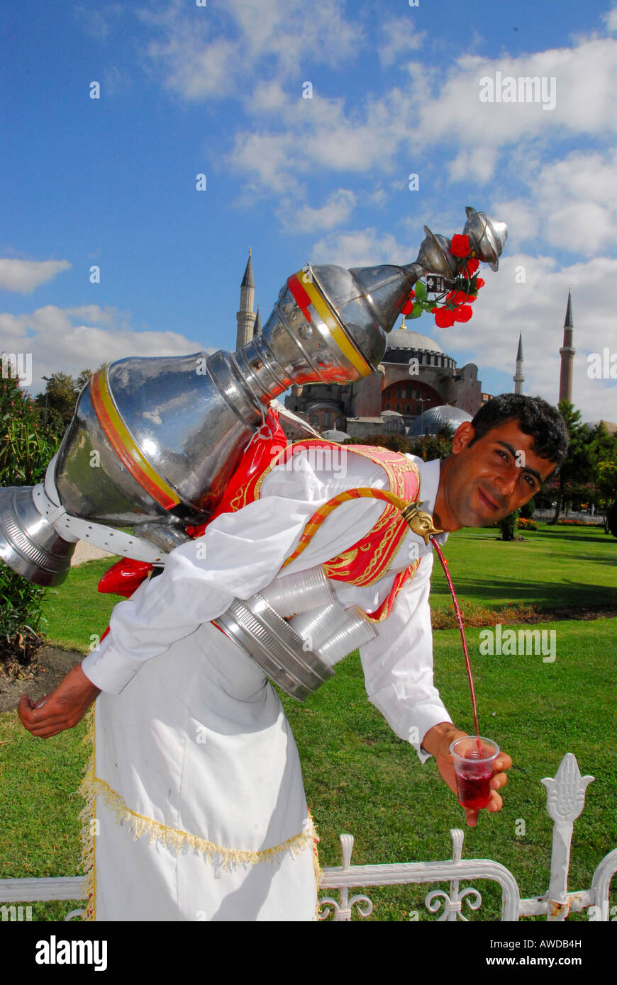 Man selling tea in front of Hagia Sophia, Istanbul, Turkey Stock Photo ...