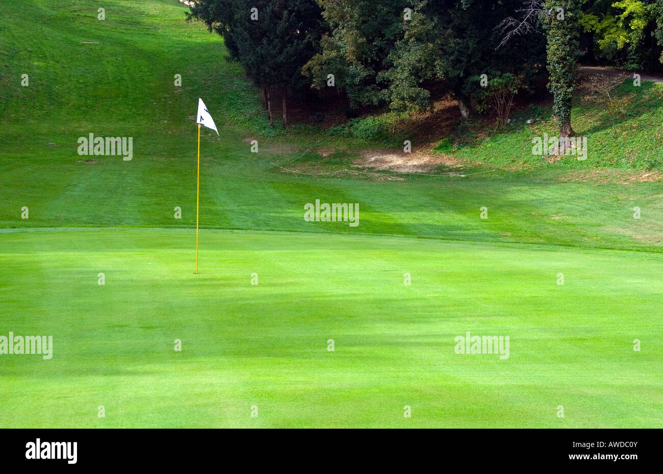 Golf flag on green Stock Photo - Alamy