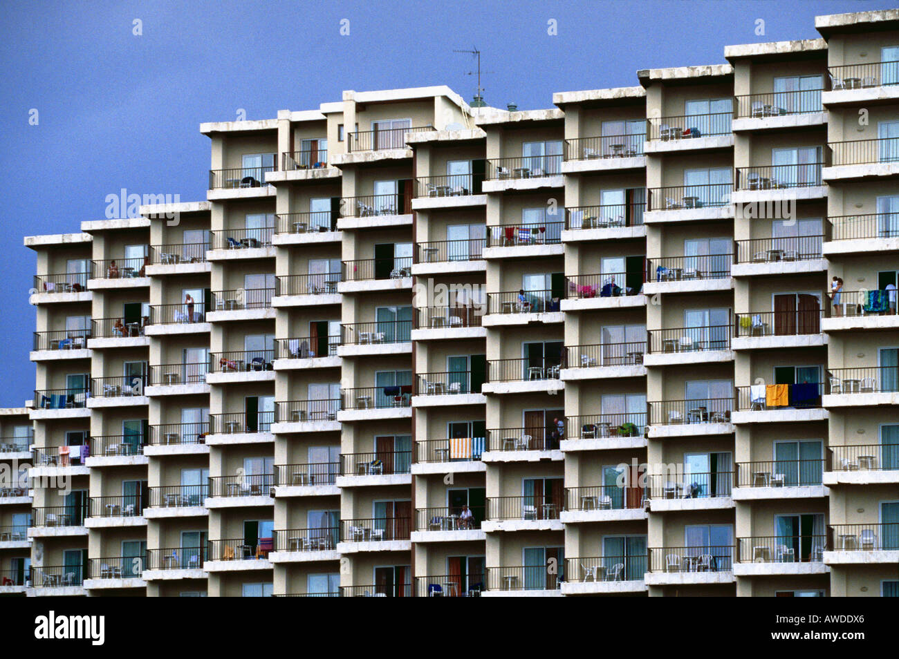 Concrete balconies to tourist flats Costa del Sol Spain Stock Photo - Alamy