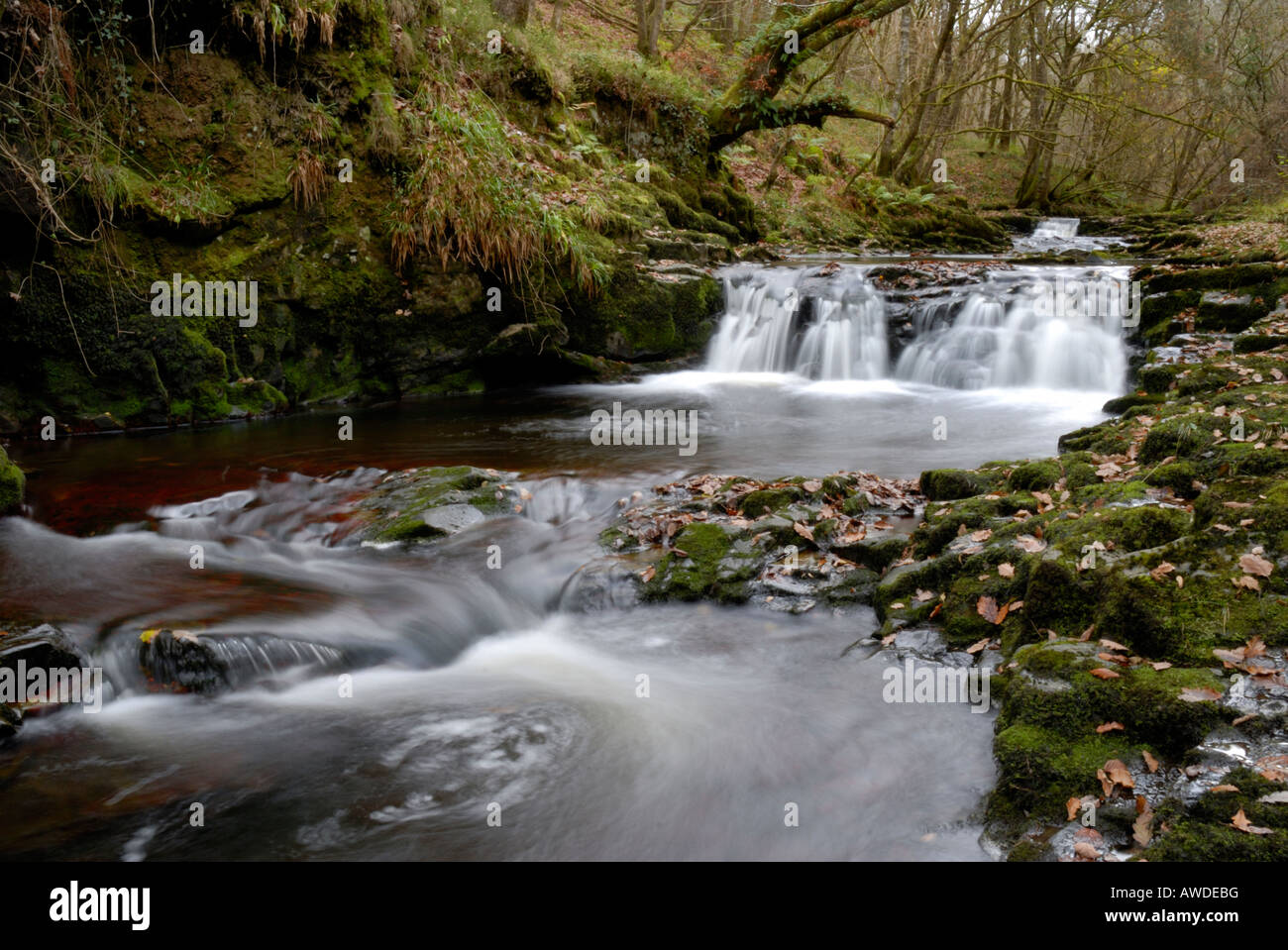 Waterfall on a river in the Neath Valley of South Wales Stock Photo - Alamy