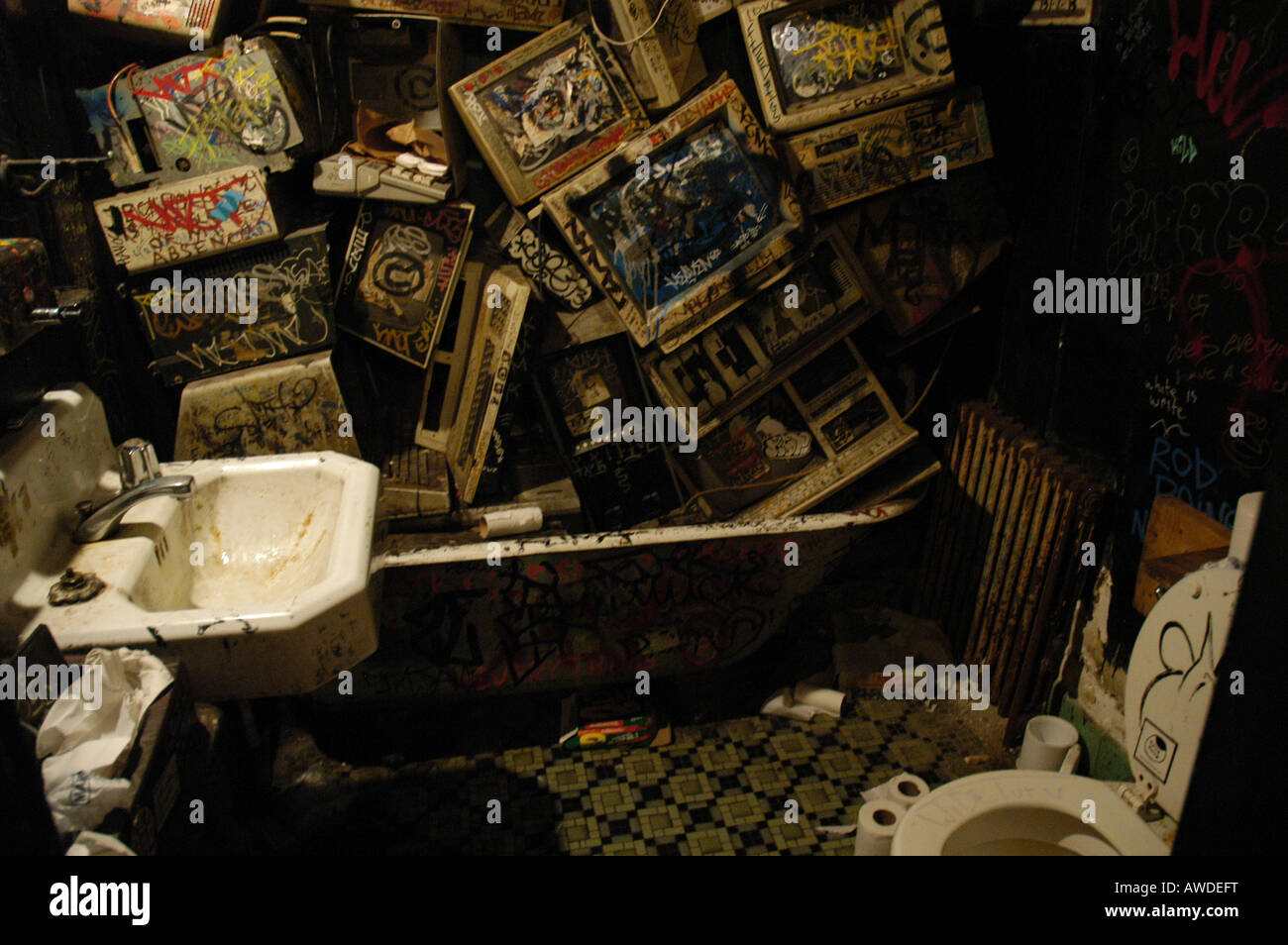 Weird restrooms in an East Village bar New York USA Stock Photo - Alamy
