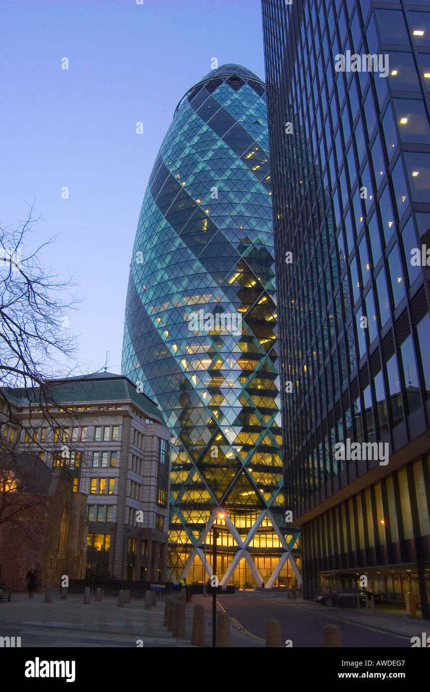 The Swiss Re Tower or Gherkin, 30 St. Mary Axe, London EC3 Stock Photo ...