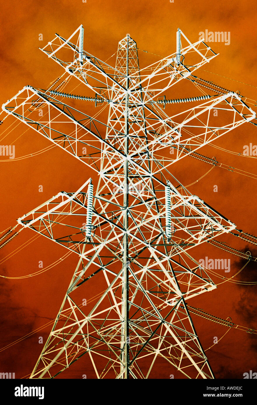 stylized view of electricity pylon Stock Photo - Alamy
