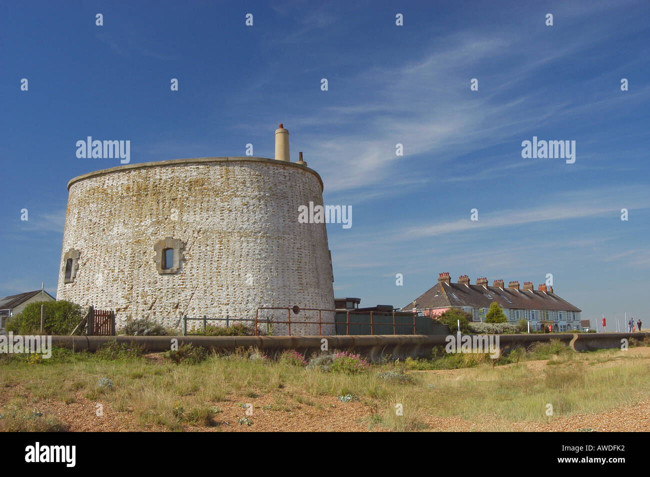 Converted Martello Tower at Old Felixtowe beach on the River Deben ...