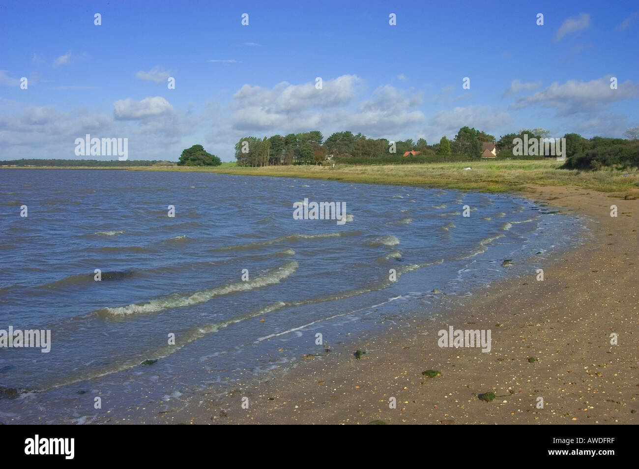 The Alde river estuary at the Brick Dock October during windy weather ...
