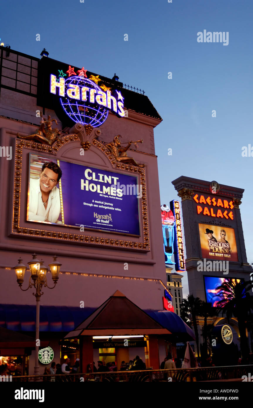 Harrahs and Caesars Palace signs, Las Vegas Stock Photo - Alamy