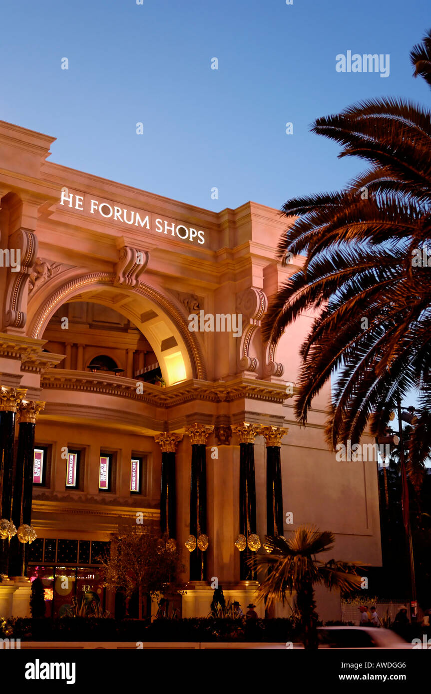 Lit entrance to The Forum Shops, Las Vegas Stock Photo - Alamy