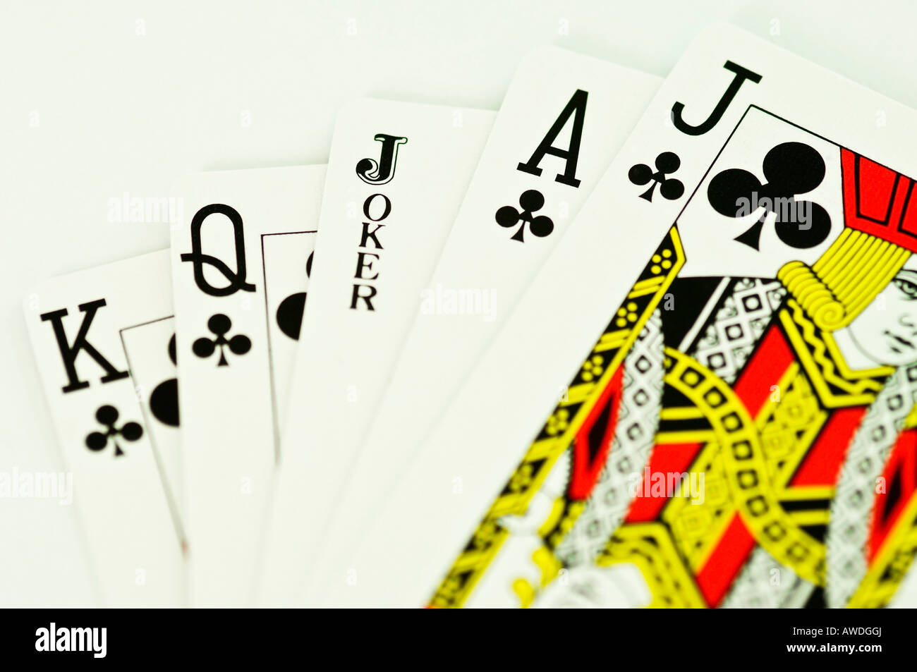 Royal flush hand in poker game Stock Photo - Alamy