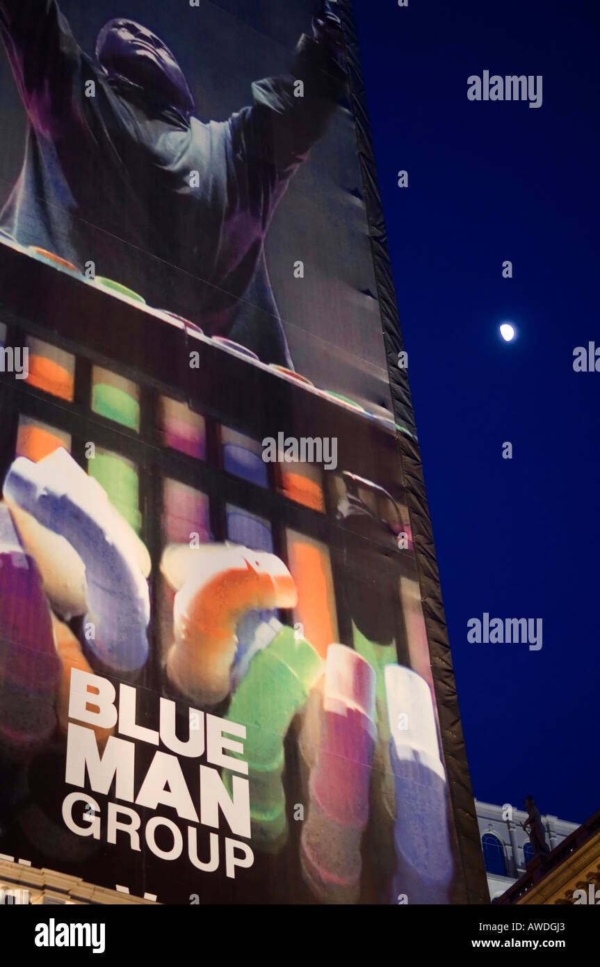 Blue Man Group banner, Las Vegas Stock Photo - Alamy