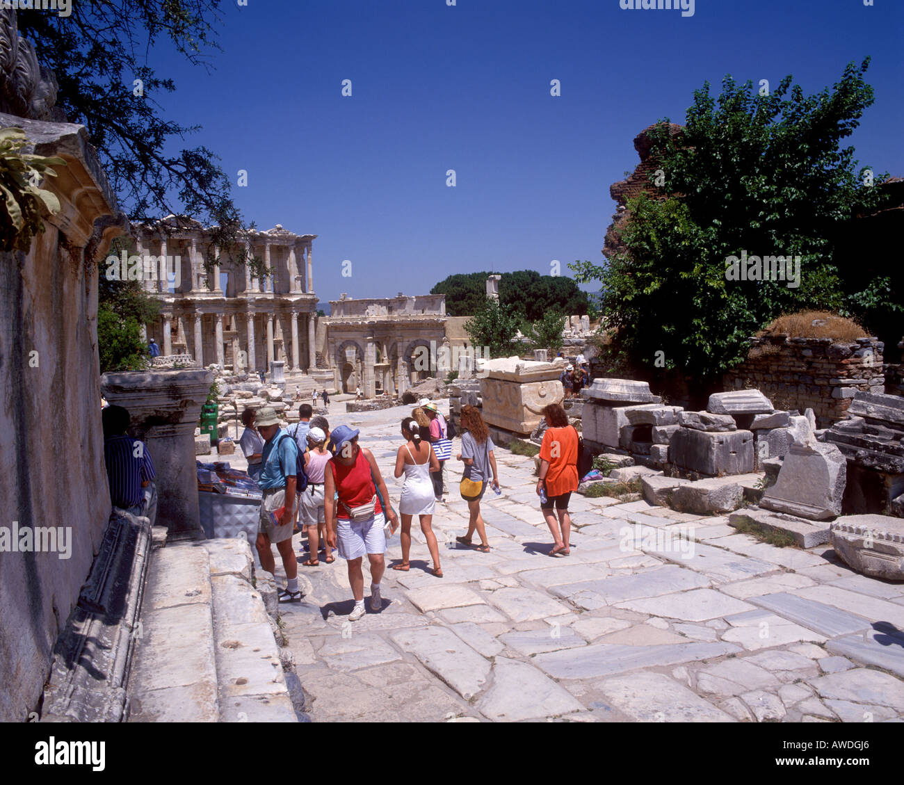 Ephesus, Sightseers walk where ancient chariots once rumbled Stock ...