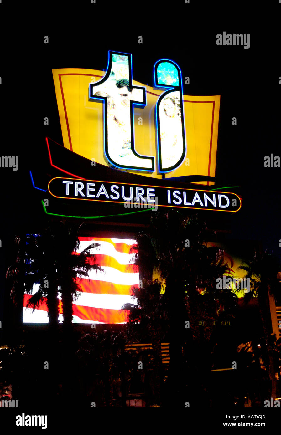 Treasure Island sign, Las Vegas Stock Photo - Alamy