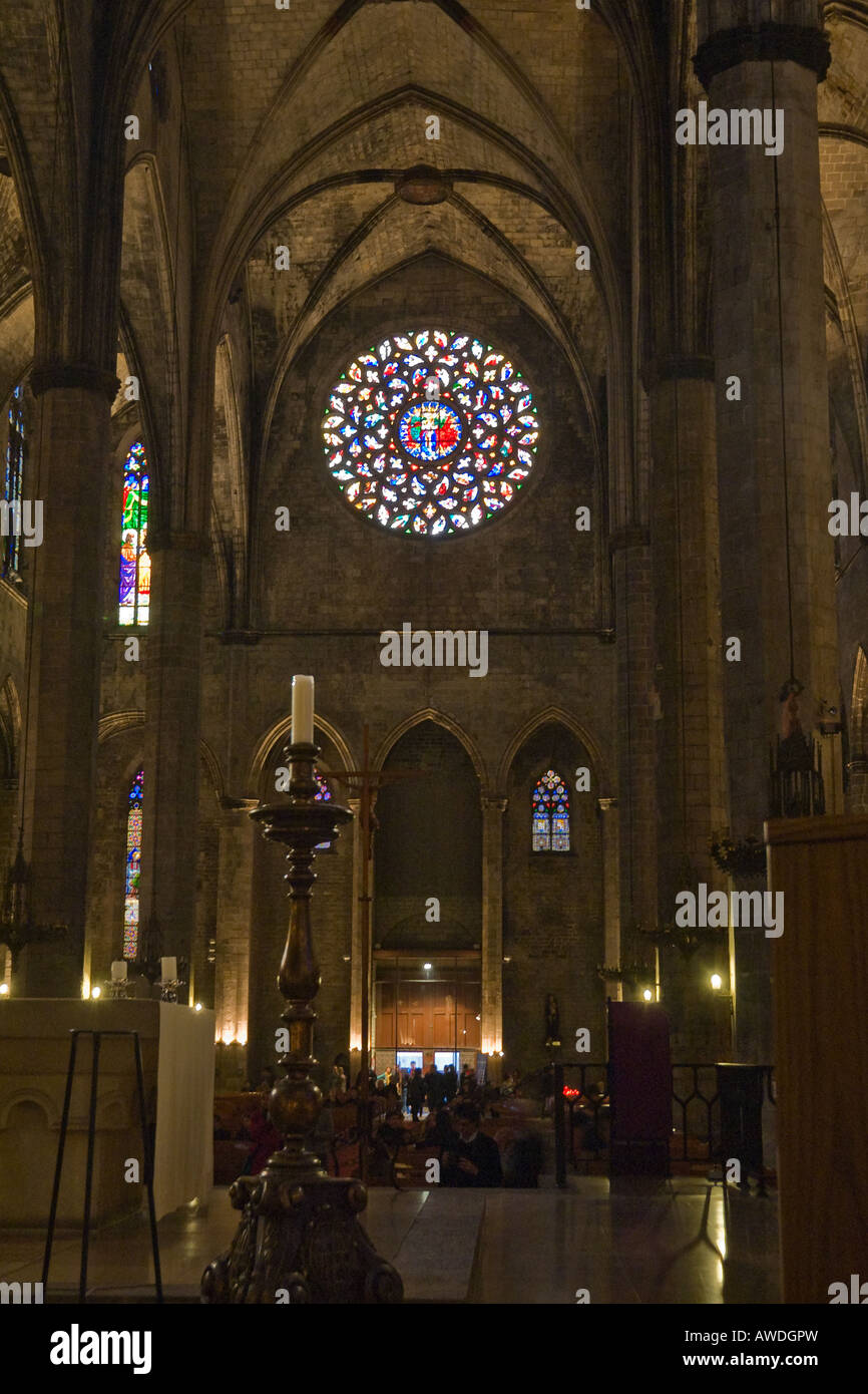Interior of Santa Maria del Mar church in Barcelona Stock Photo - Alamy