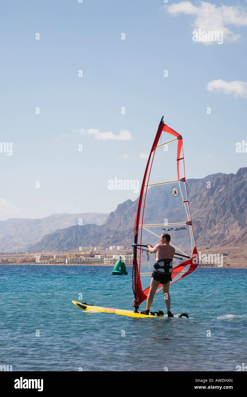 Taba Heights Gulf of Aqaba Sinai Peninsula Egypt Man learning to ...