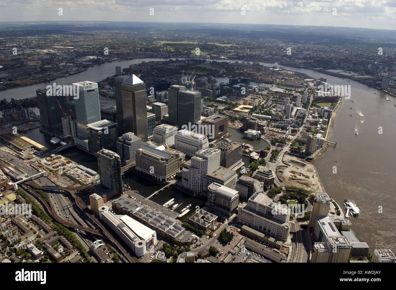 The Isle of Dogs London viewed from the air Stock Photo - Alamy