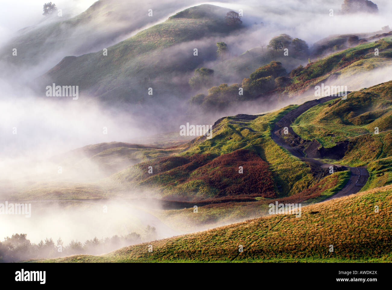 Landslip on "Mam Tor" near Castleton and abandoned disused collapsed ...