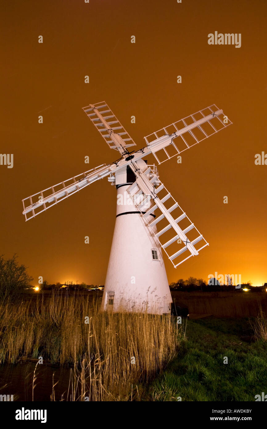 Thurne Mill photographed at night on the Norfolk Broads Stock Photo - Alamy