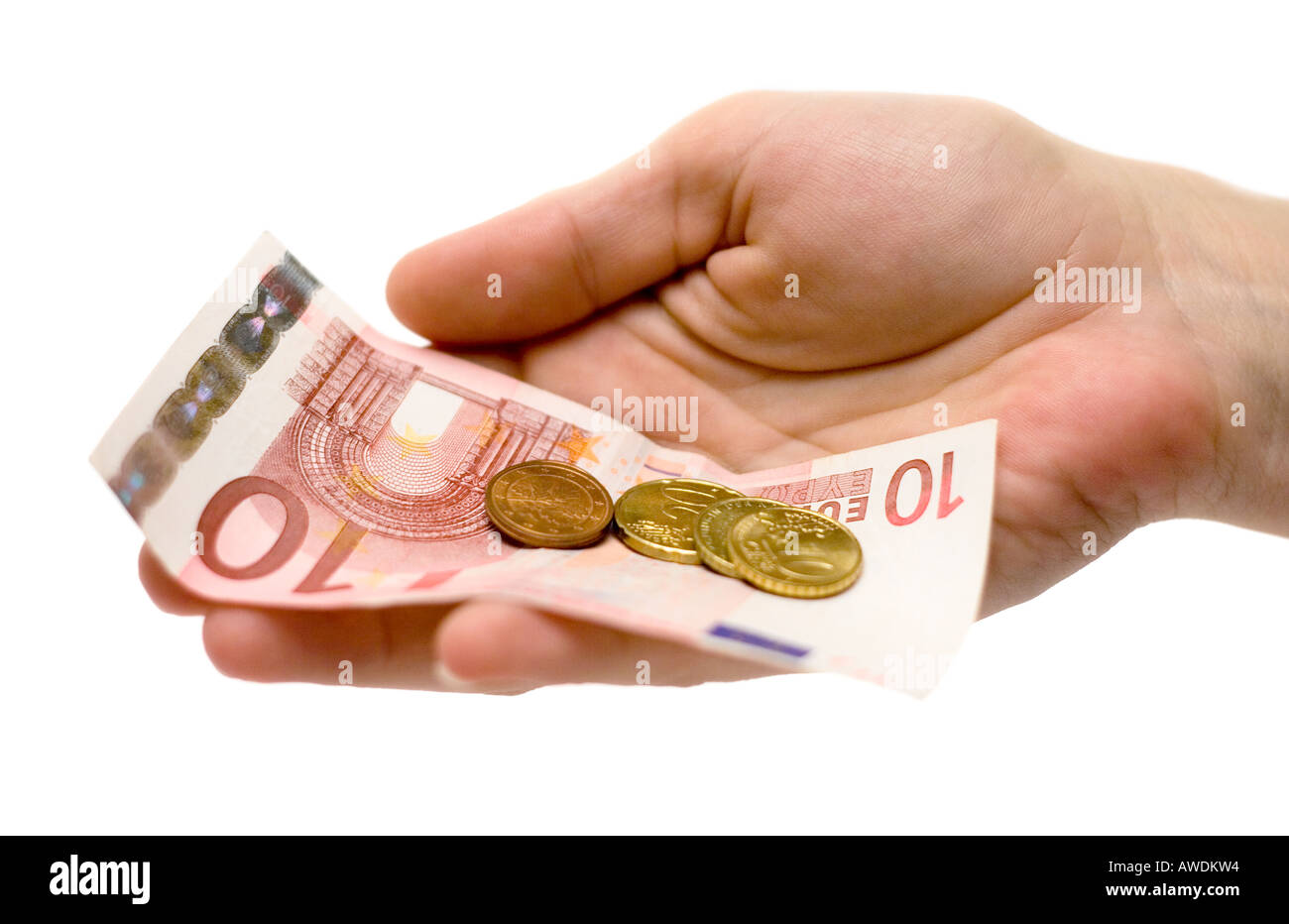 Hand w/ Change Stock Photo - Alamy