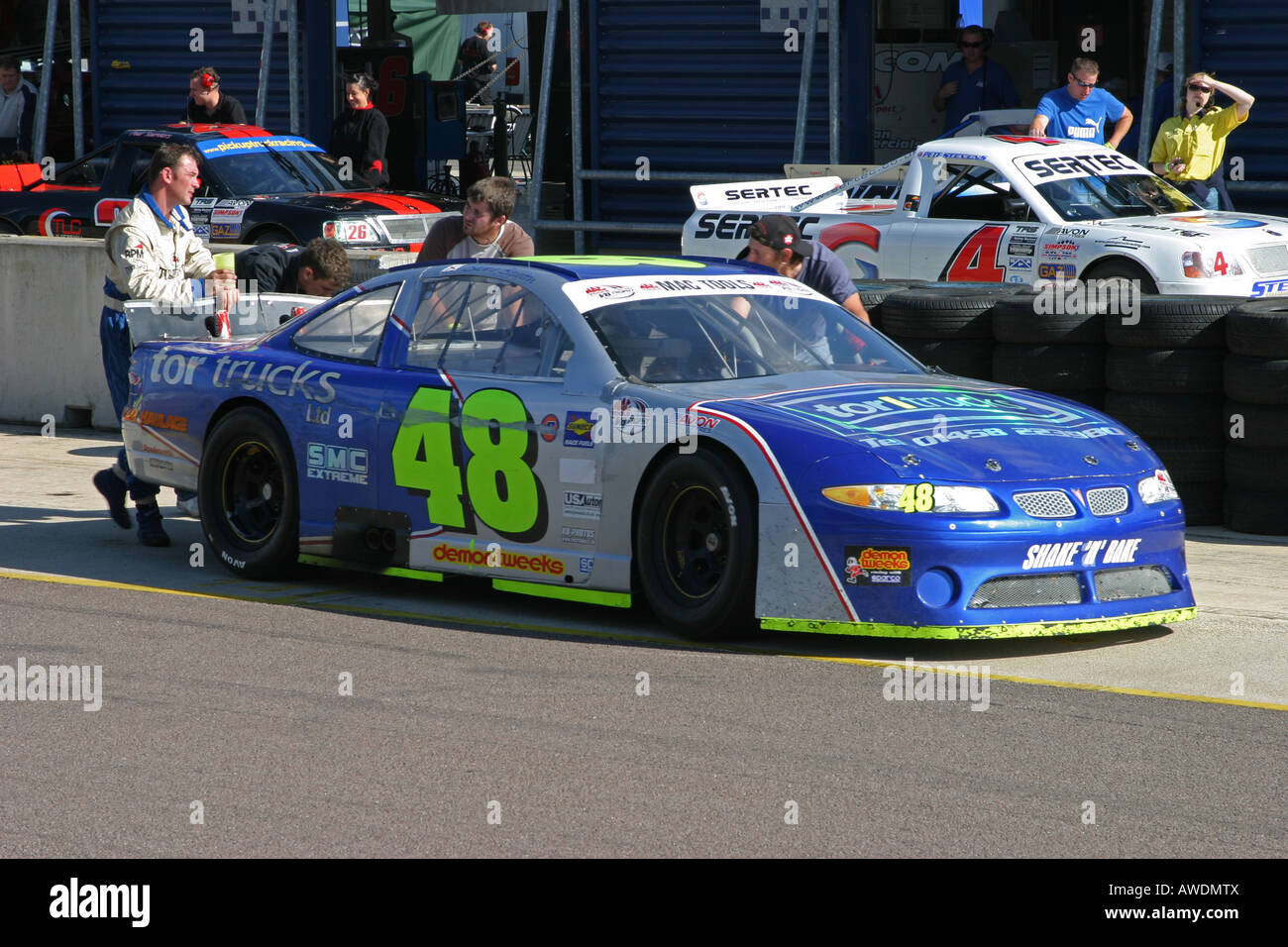 V8 stock car in pit lane Stock Photo - Alamy