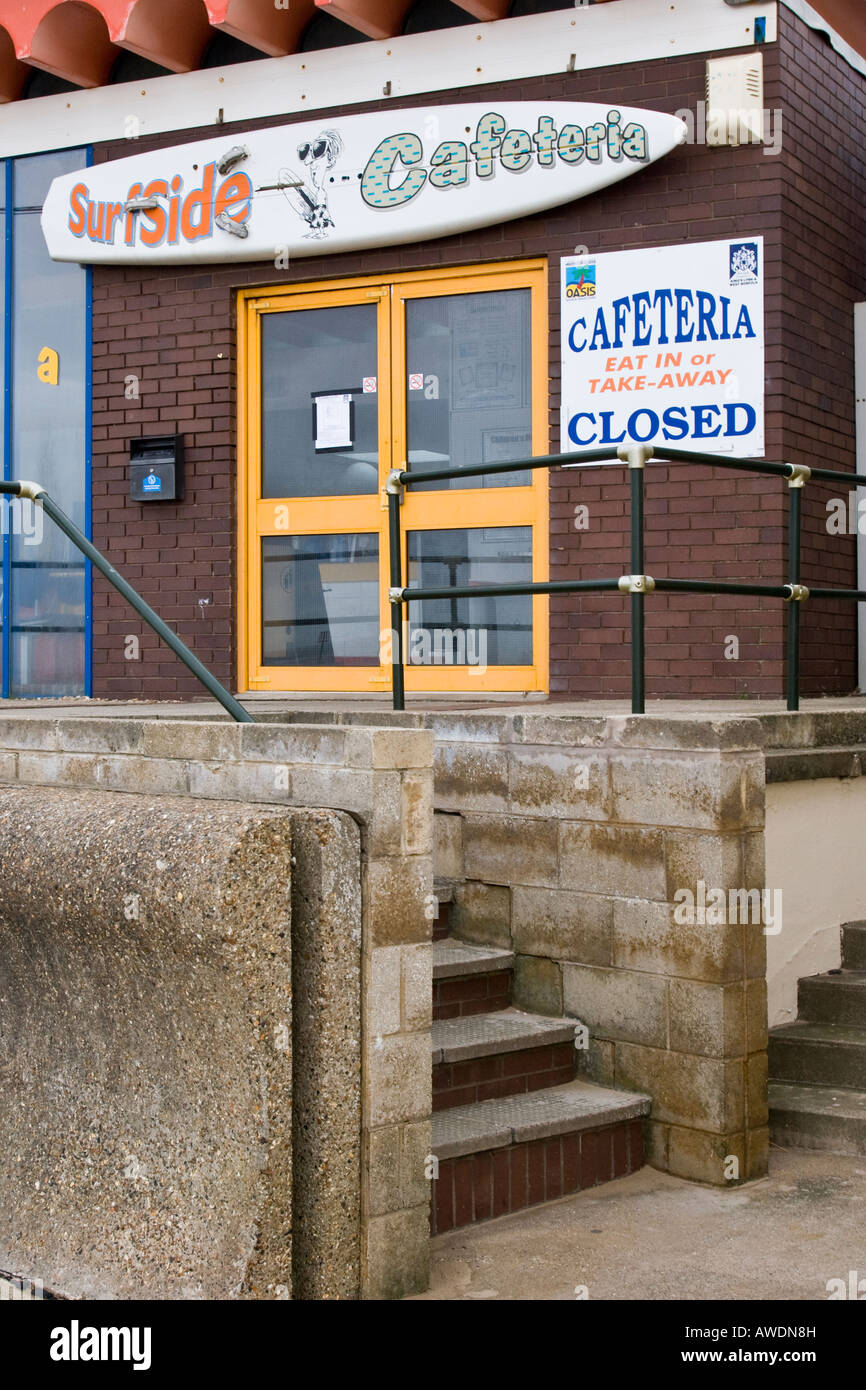 Closed beach cafeteria at a British seaside resort Stock Photo - Alamy