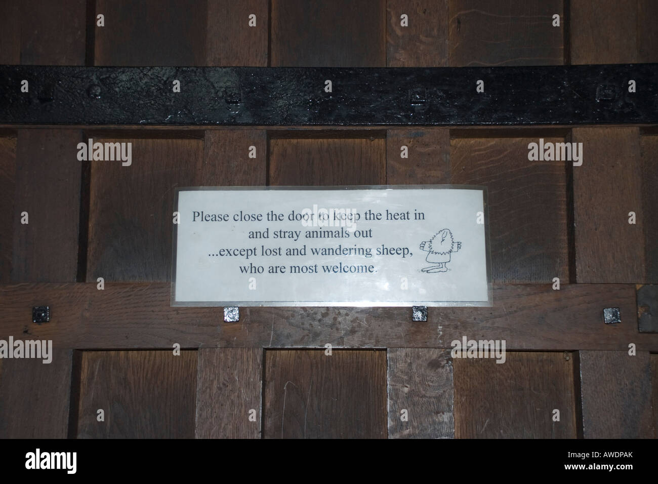 Religious sign on the door at Gawsworth Church Cheshire UK 2007 Stock ...