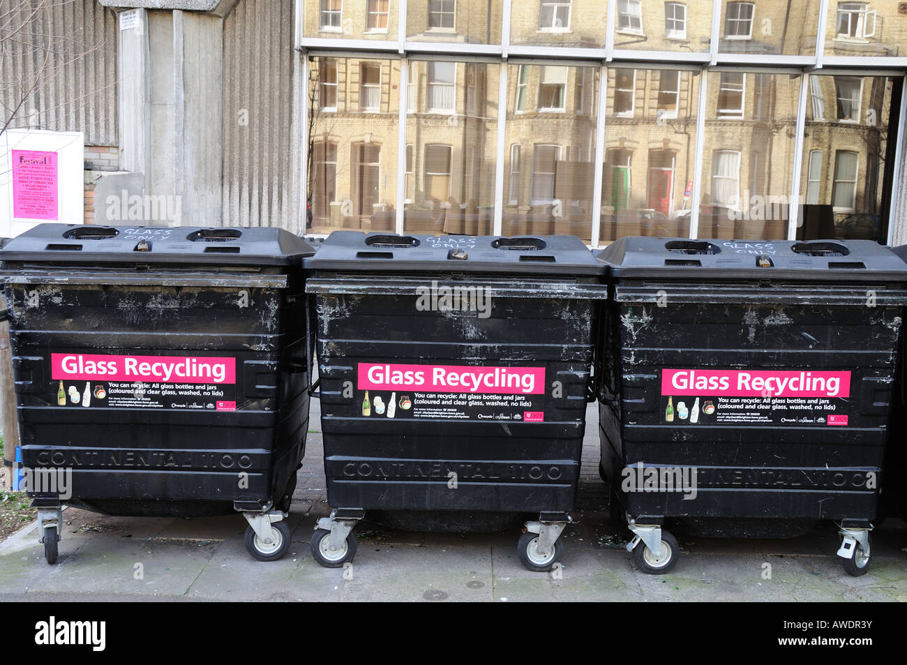 Three Black Glass Recycling Bins, Tisbury Road, Brighton, East Sussex ...