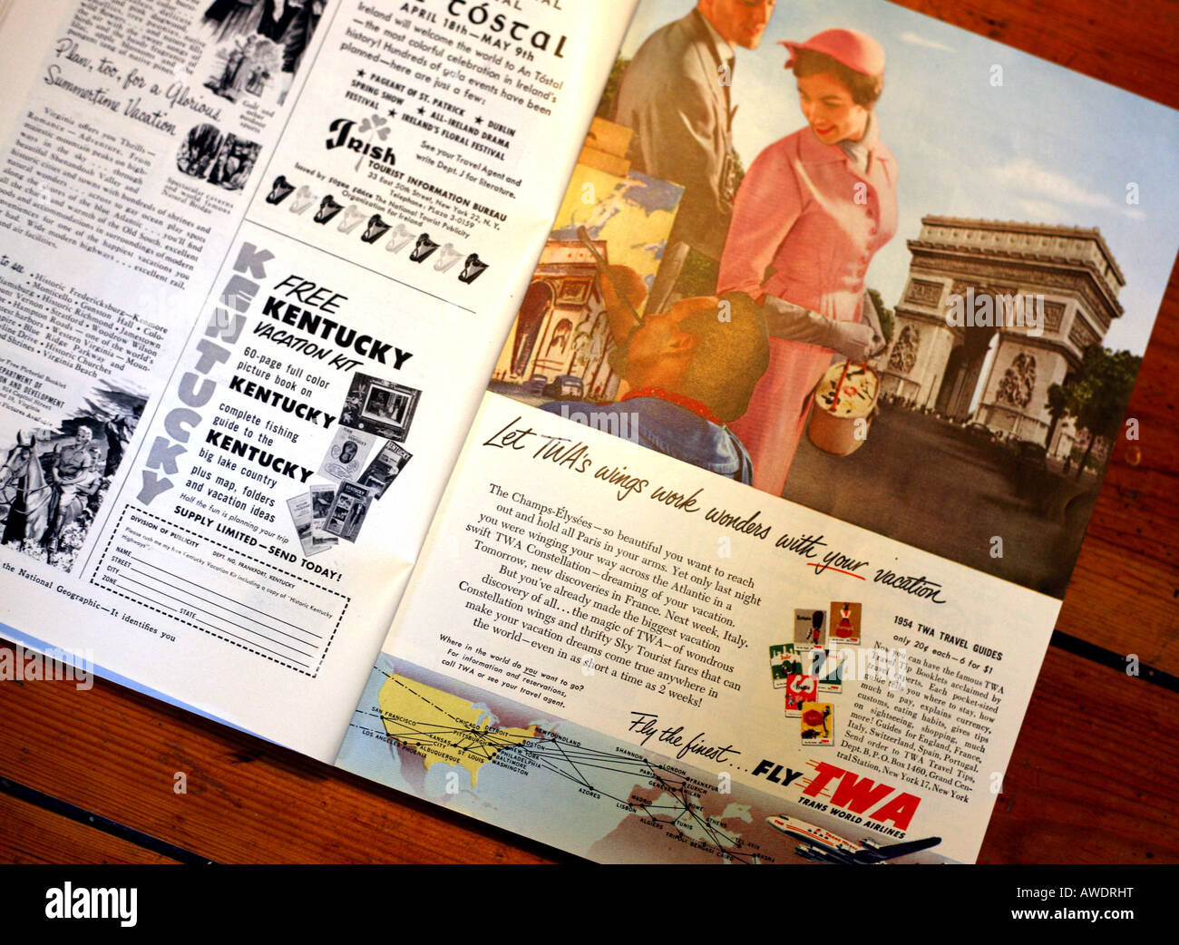 Advertising in 1950s National Geographic magazine: EDITORIAL USE ONLY ...