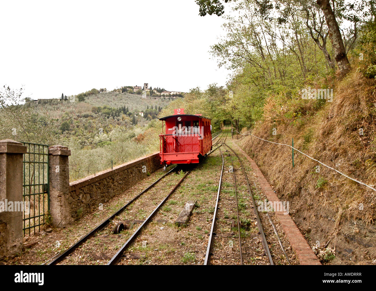 Funicular railway climbing up to Montecatini Alto, Tuscany, Italy Stock ...