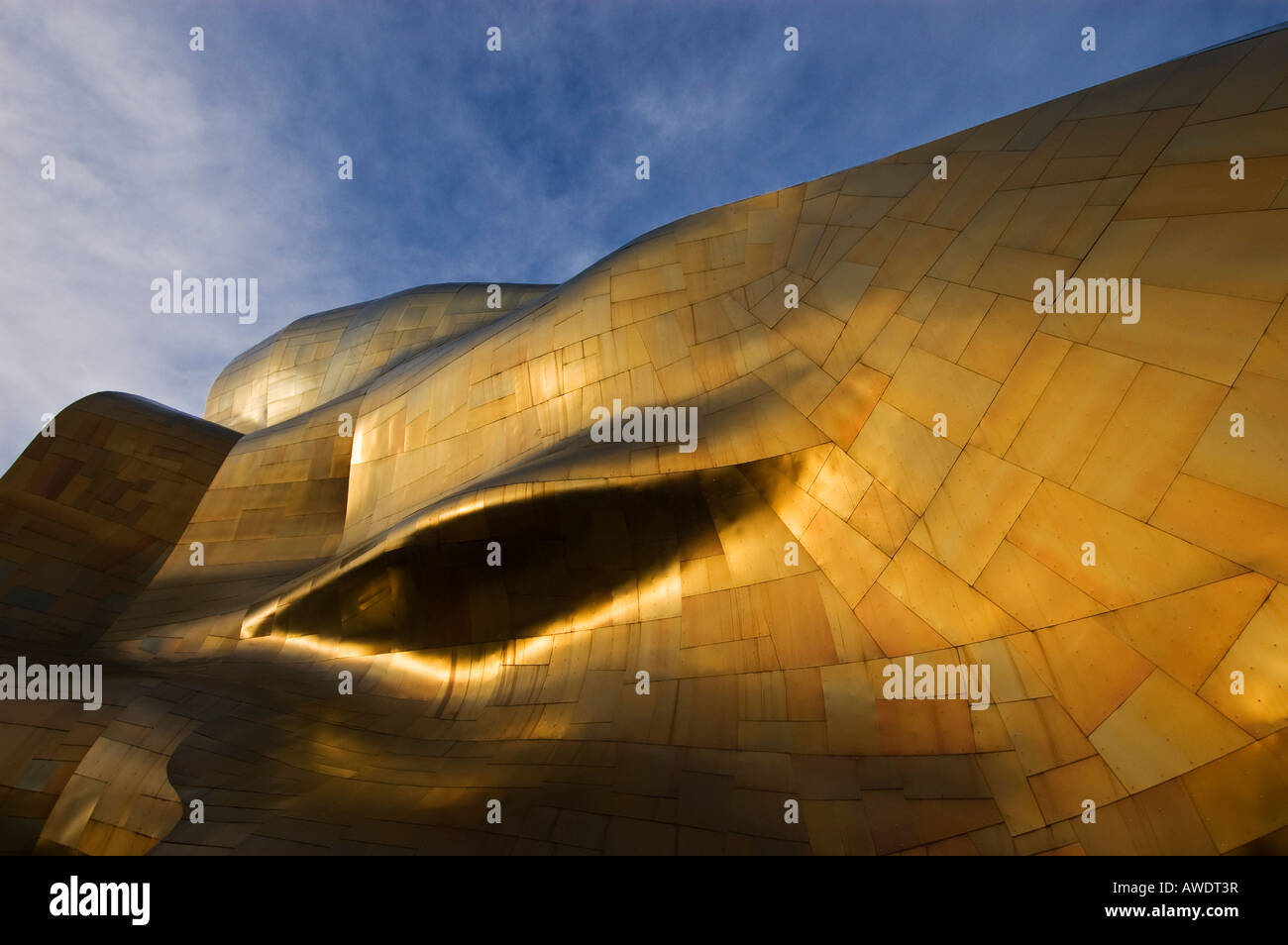 Architectural detail of Experience Music Project building at Seattle ...