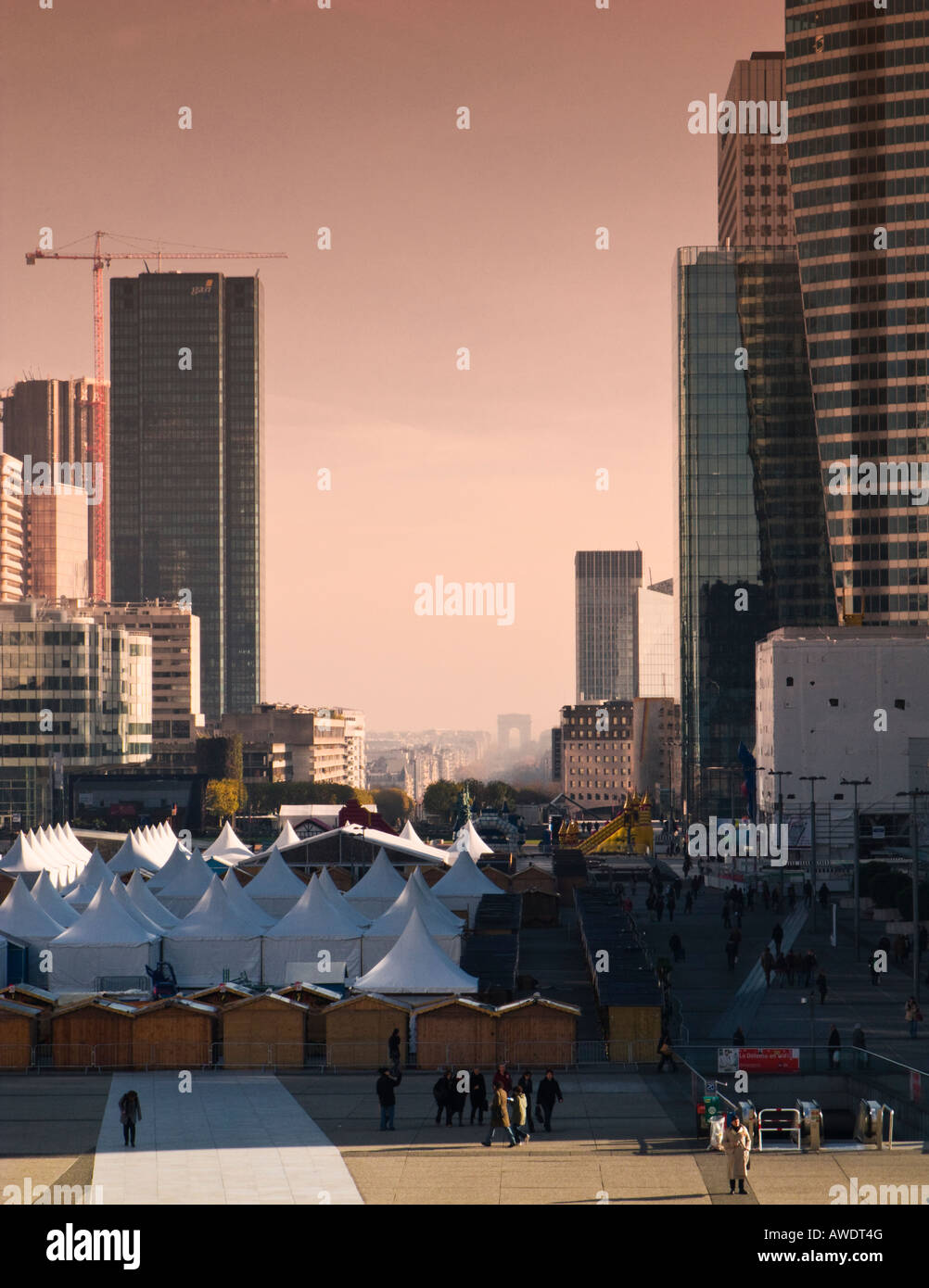 Looking down the Historic Axis through La Defense district towards the ...