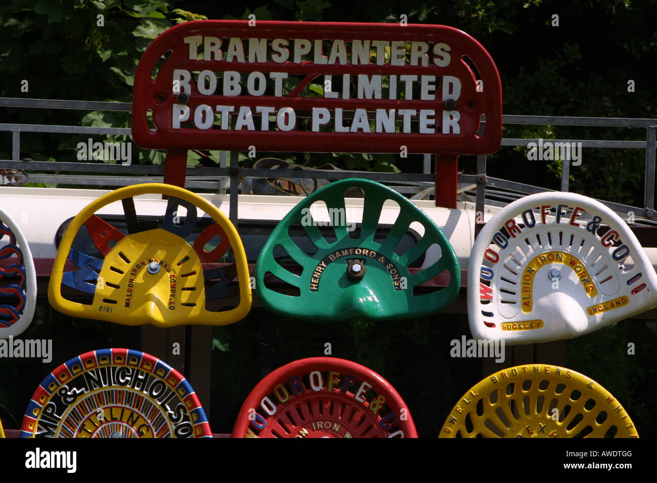 Vintage tractor seat colourful Stock Photo - Alamy