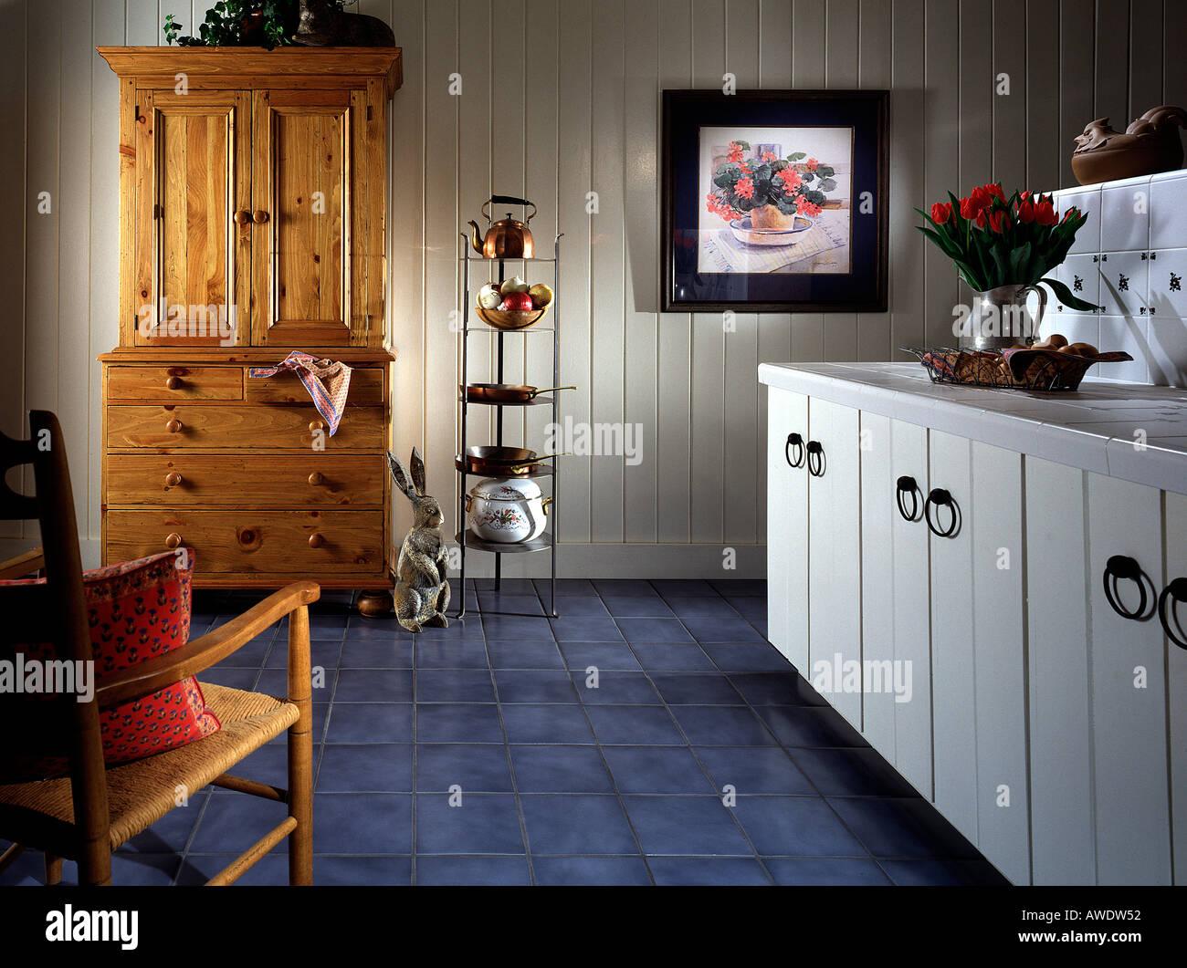 interior room tile flooring metro style styling Stock Photo - Alamy