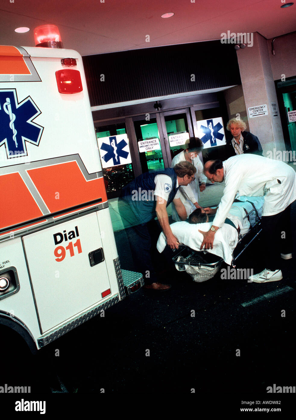 EMT emergency ambulance hospital copy space Stock Photo - Alamy