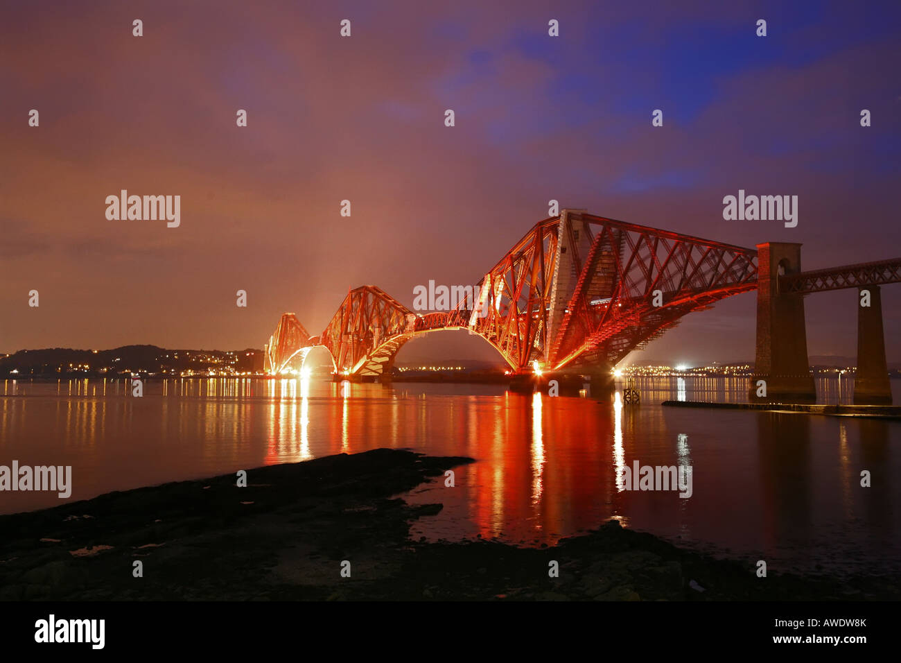 Forth Rail Bridge at night Stock Photo - Alamy