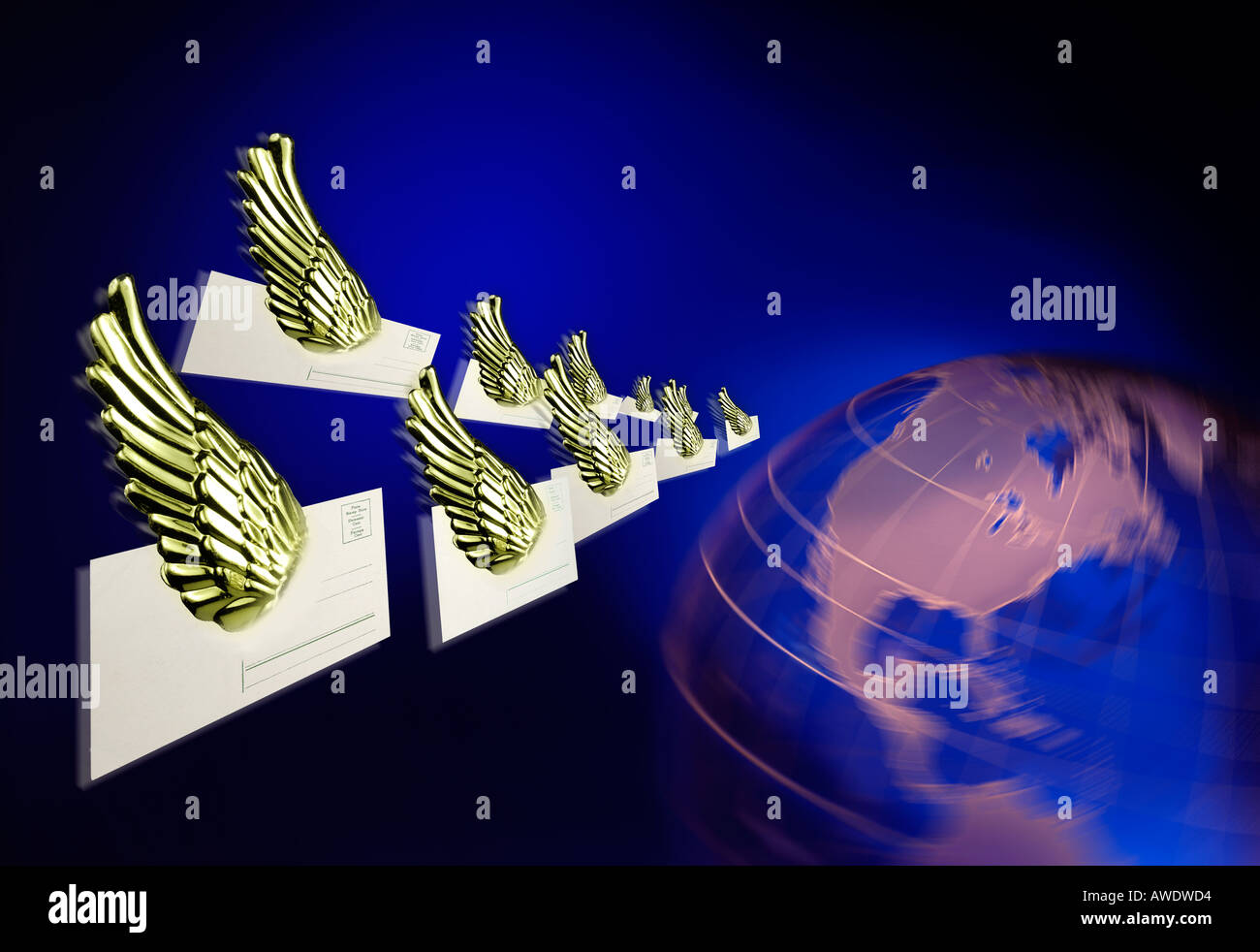 symbolic design communication letters flight wings earth airmail Stock ...