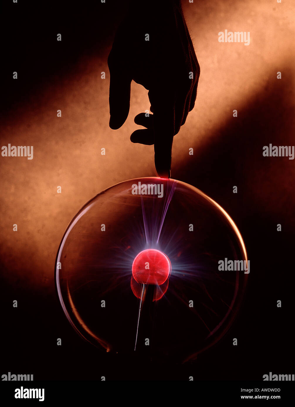 hand finger glass globe generate static electricity copy space Stock ...