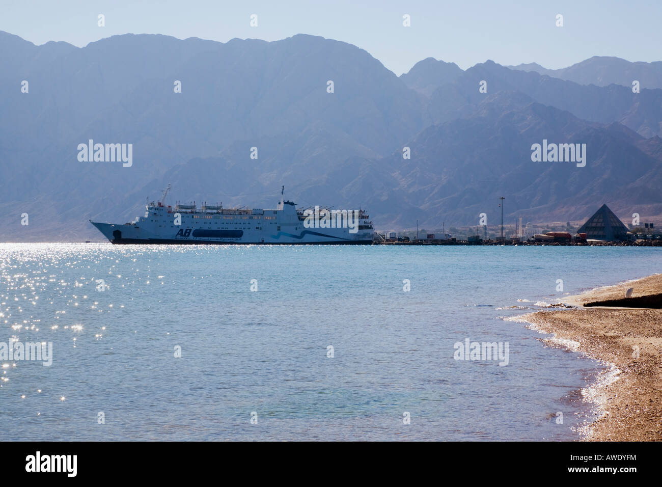 Nuweiba Muzeina Gulf of Aqaba Sinai Peninsula Egypt Cargo ship in port ...