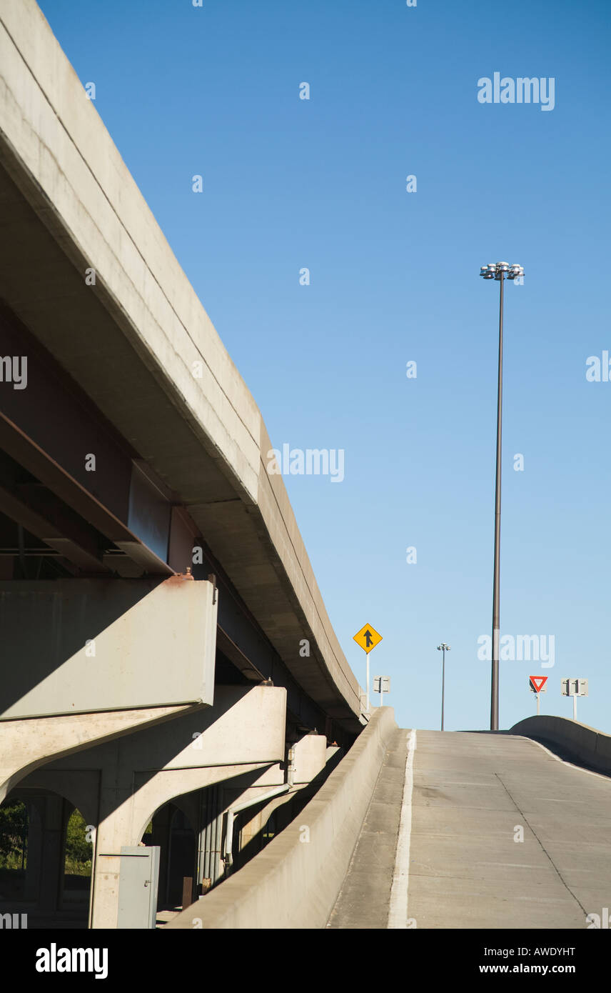 ILLINOIS Moline Entrance ramp to highway bridge yield and merge signs ...
