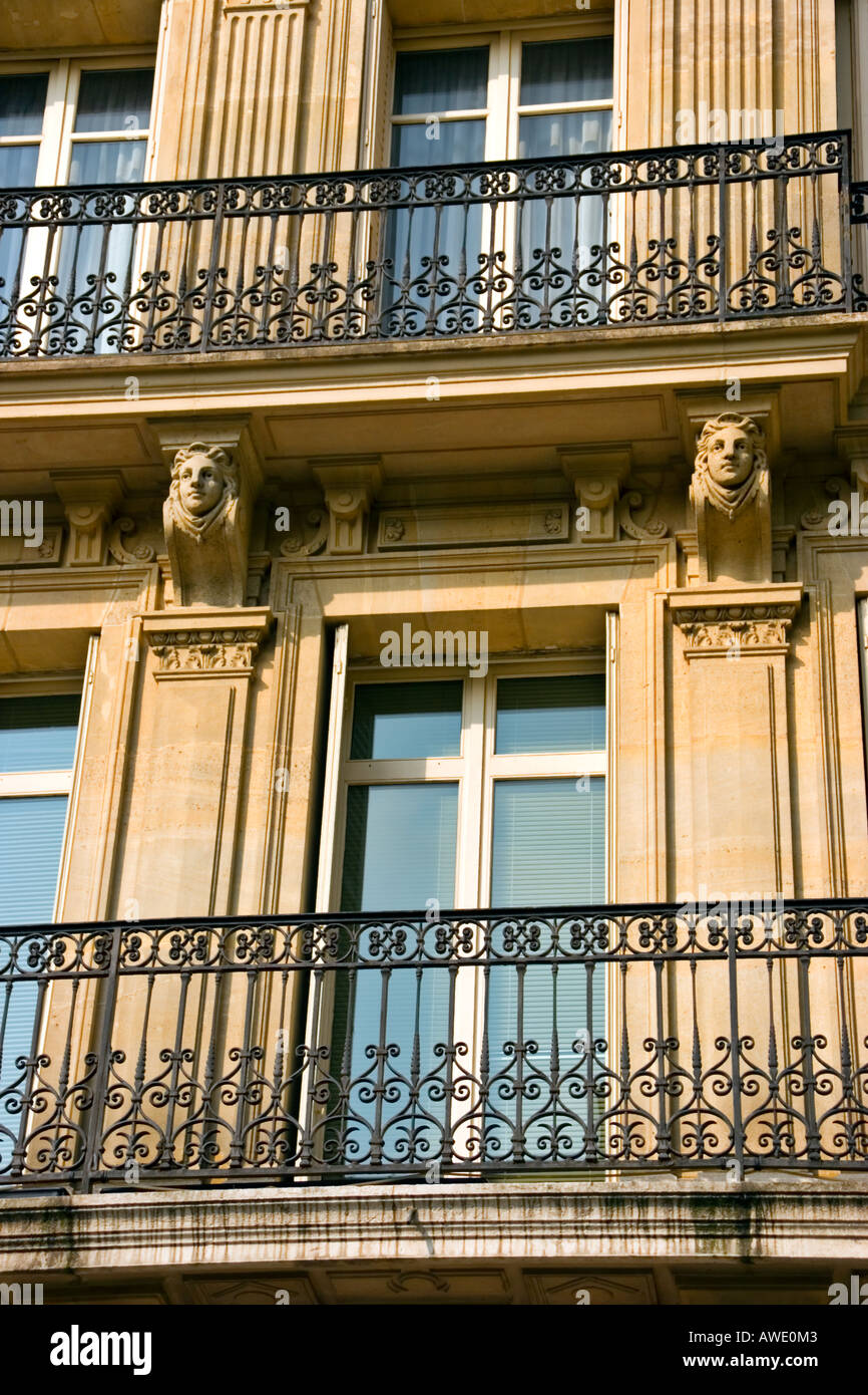 Typical Parisien architecture, metal railings on balconies Stock Photo ...